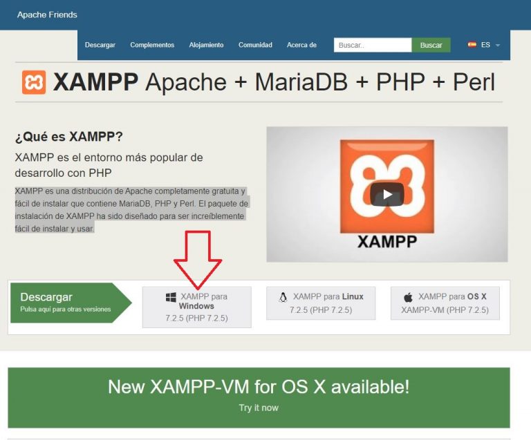 Instalar Xampp en Windows. Descarga e instalación